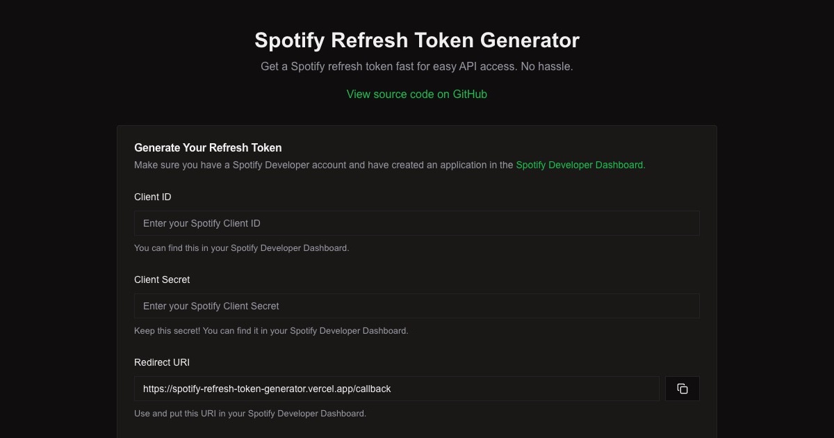Spotify Refresh Token Generator